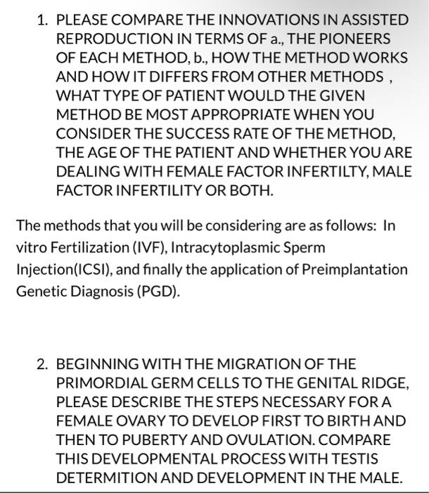 Solved 1. PLEASE COMPARE THE INNOVATIONS IN ASSISTED | Chegg.com