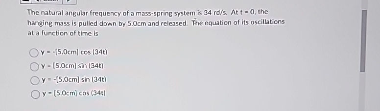 Solved The natural angular frequency of a mass-spring system | Chegg.com