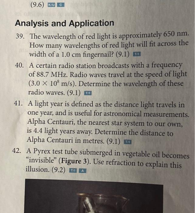 Solved Analysis and Application 39. The wavelength of red | Chegg.com