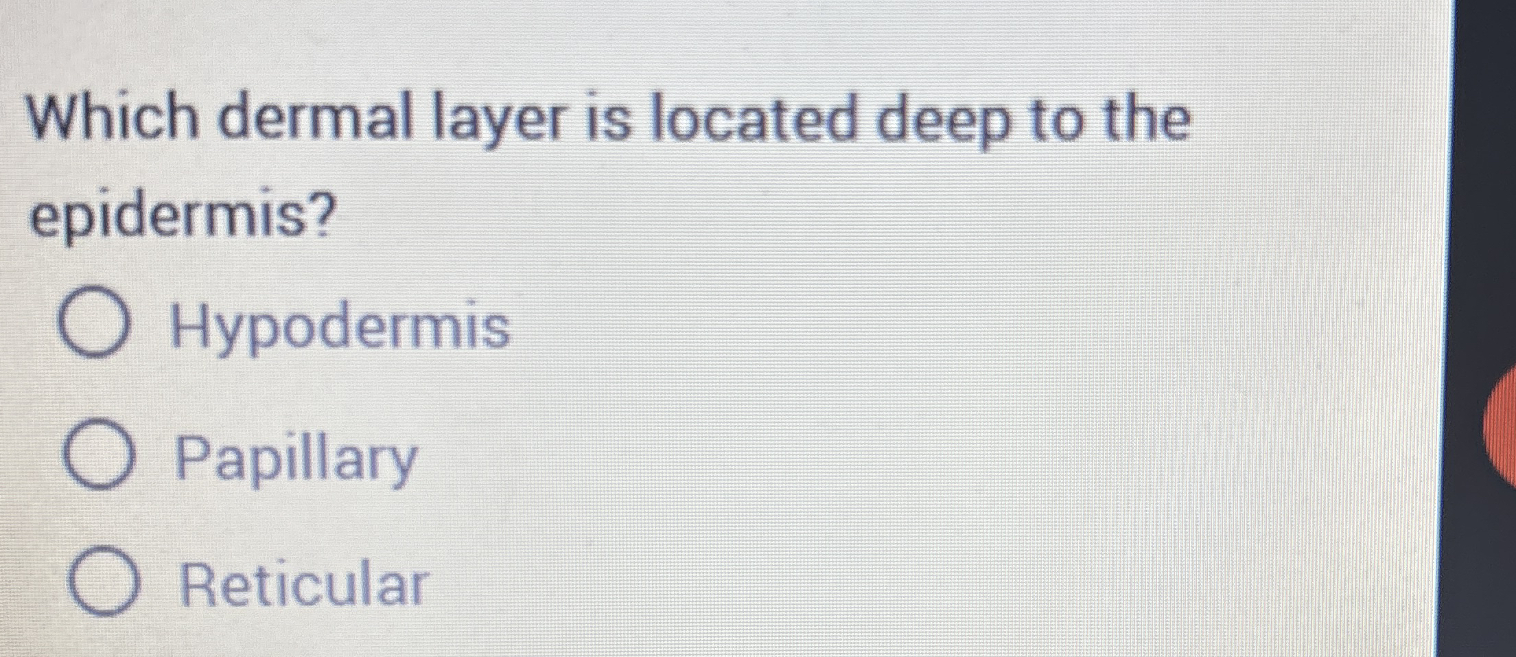 Solved Which dermal layer is located deep to | Chegg.com