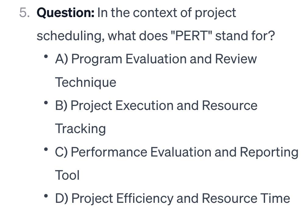 Solved • ﻿Question: In the context of project scheduling, | Chegg.com