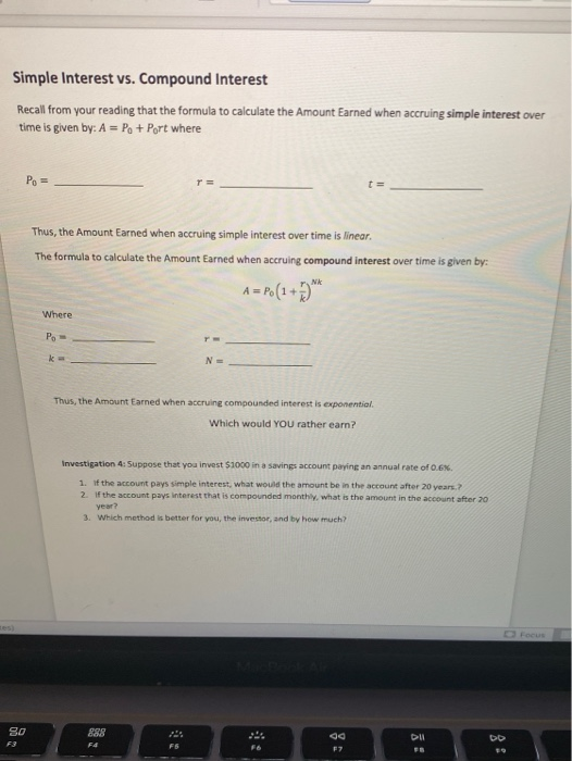 Solved Simple Interest vs. Compound Interest Recall from | Chegg.com