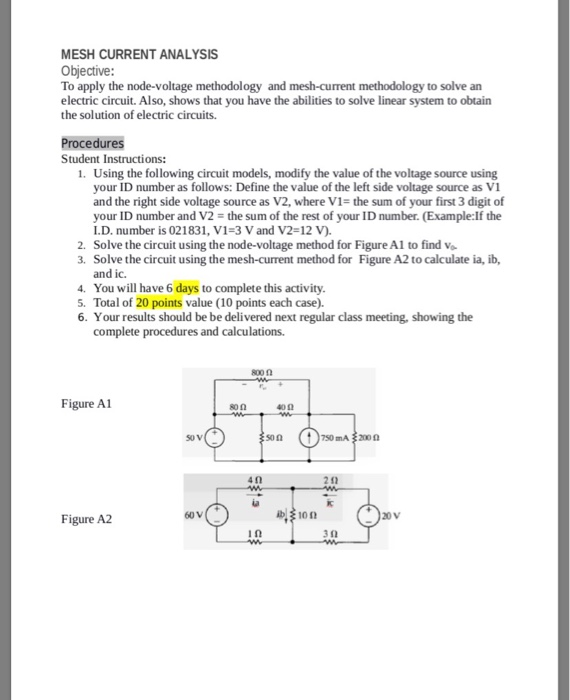 Solved MESH CURRENT ANALYSIS Objective: To apply the | Chegg.com