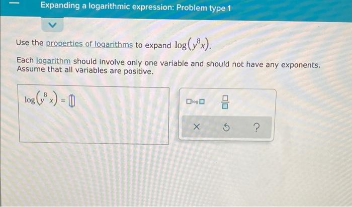 Solved Expanding a logarithmic expression: Problem type 1 | Chegg.com