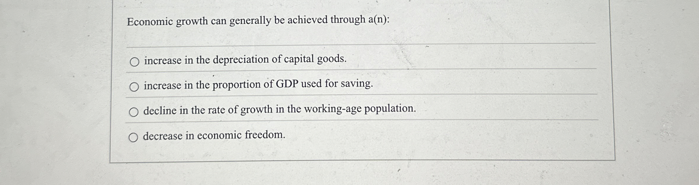 Solved Economic growth can generally be achieved through | Chegg.com