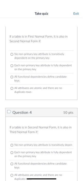 Solved If A Table Is In First Normal Form It Is Also In 0494
