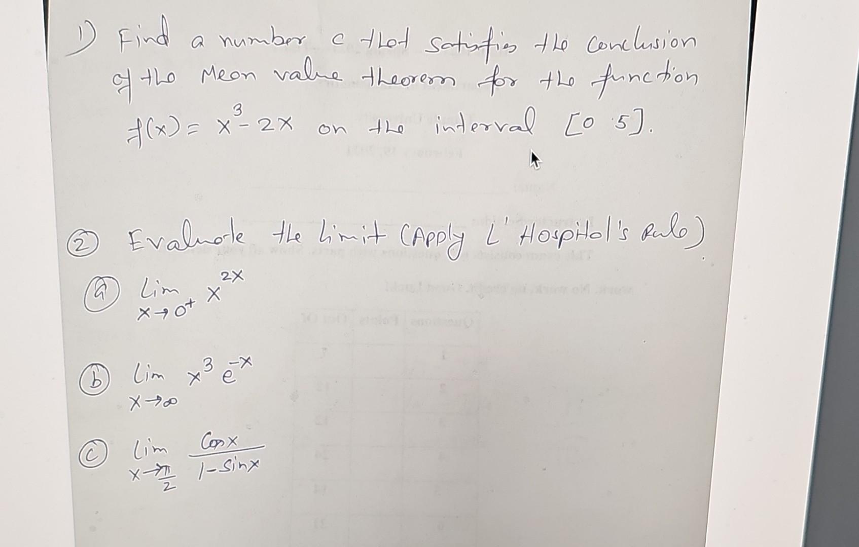 Solved 1) Find a number c thet sotiffies the conclusion of | Chegg.com