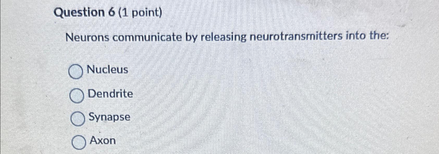 Solved Question 6 (1 ﻿point)Neurons communicate by releasing | Chegg.com