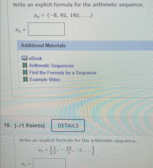 Solved Write a recursive formula for the given arithmetic | Chegg.com