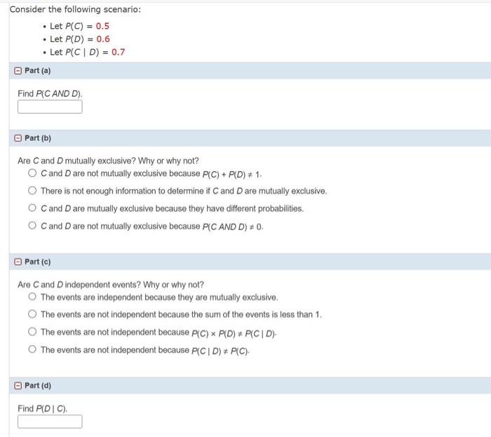 Solved Consider the following scenario: - Let P(C)=0.5 - Let | Chegg.com