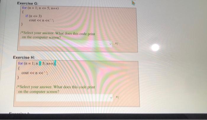 Solved For each exercise A to 1, what is printed on the | Chegg.com