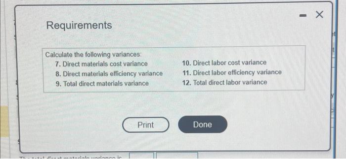 Solved Requirements Calculate the following variances: 7. | Chegg.com