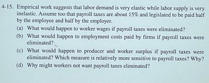 Solved 15. Empirical work suggests that labor demand is very | Chegg.com