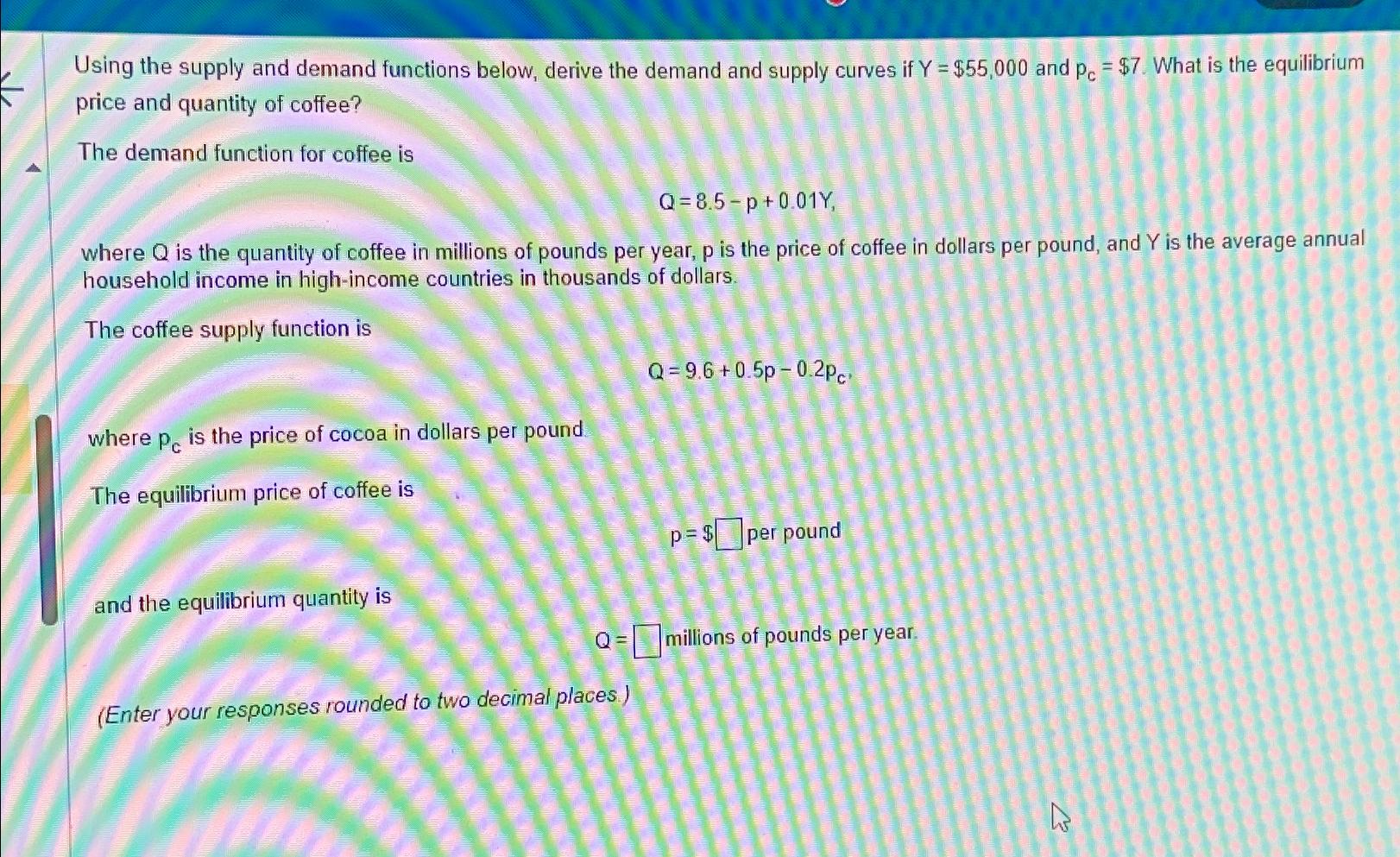 Solved Using the supply and demand functions below, derive | Chegg.com