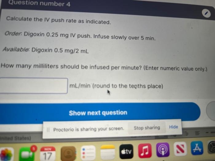 Solved Calculate the IV push rate as indicated. Order: | Chegg.com