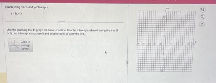 Solved Graph using the x - and y-intercepts. y=3x+3 Use the | Chegg.com
