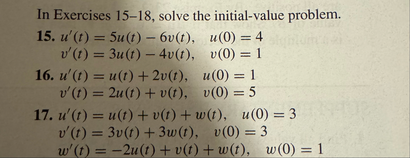Solved In Exercises 15-18, ﻿solve the initial-value problem. | Chegg.com