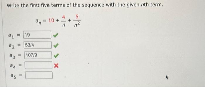 Solved Write the first five terms of the sequence with the | Chegg.com