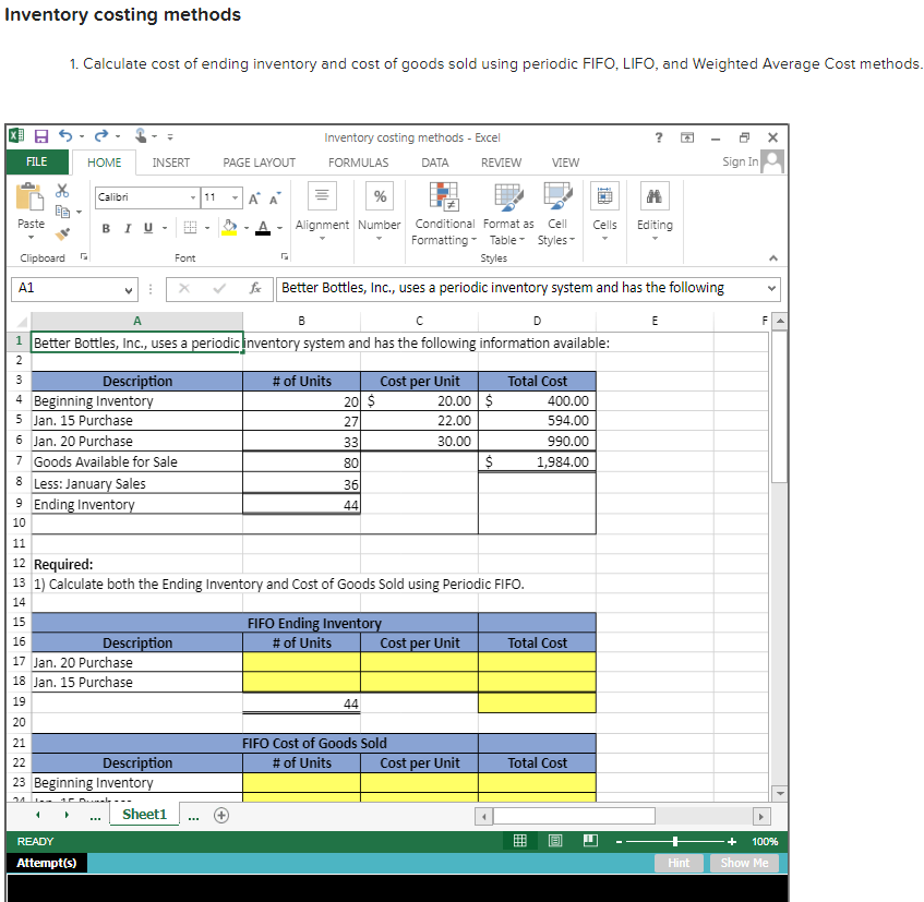 Solved Inventory costing methodsCalculate cost of ending | Chegg.com