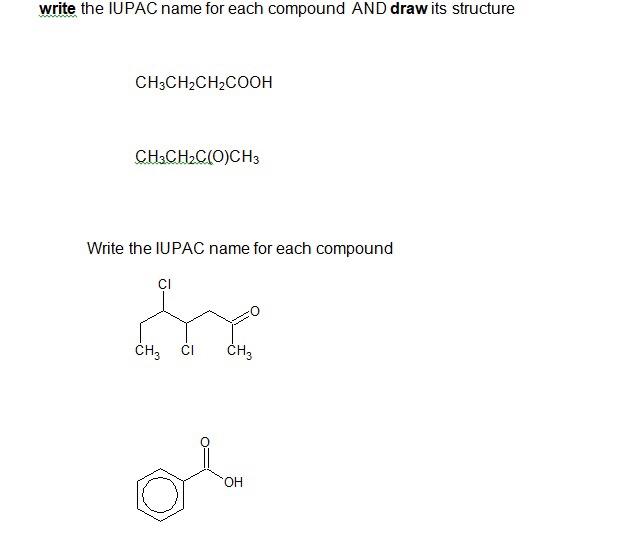 Solved write the IUPAC name for each compound AND draw its | Chegg.com