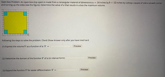 Solved Open-box Problem. An open-box (top open) is made from | Chegg.com