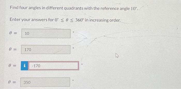 Find four angles in different quadrants with the | Chegg.com