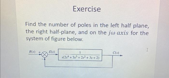 Solved Find the number of poles in the left half plane, the | Chegg.com