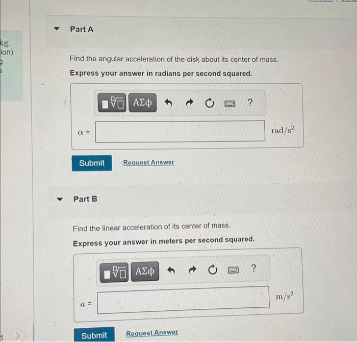 Solved A thin, light string is wrapped around the rim of a | Chegg.com