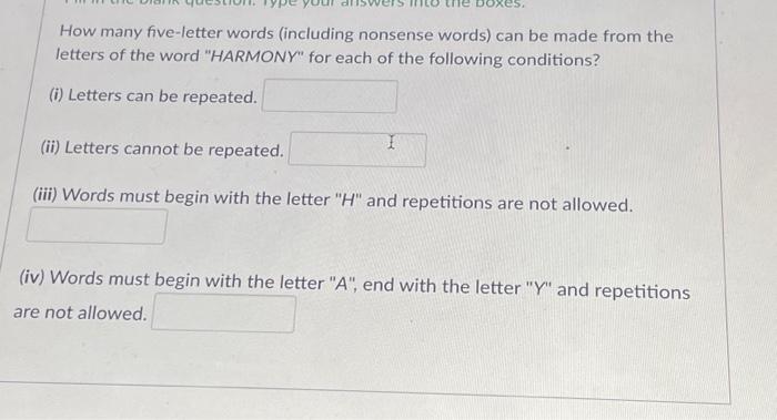 Solved How many five-letter words (including nonsense words) | Chegg.com