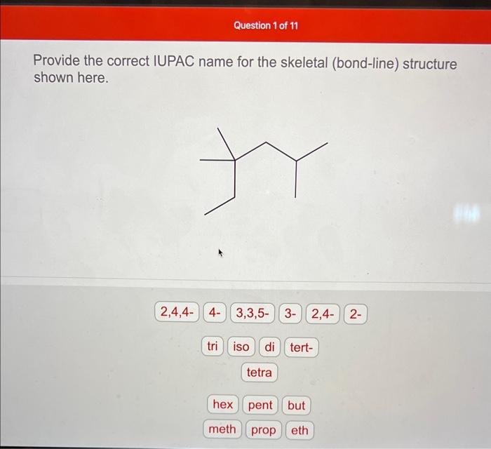 Solved Provide the correct IUPAC name for the skeletal | Chegg.com