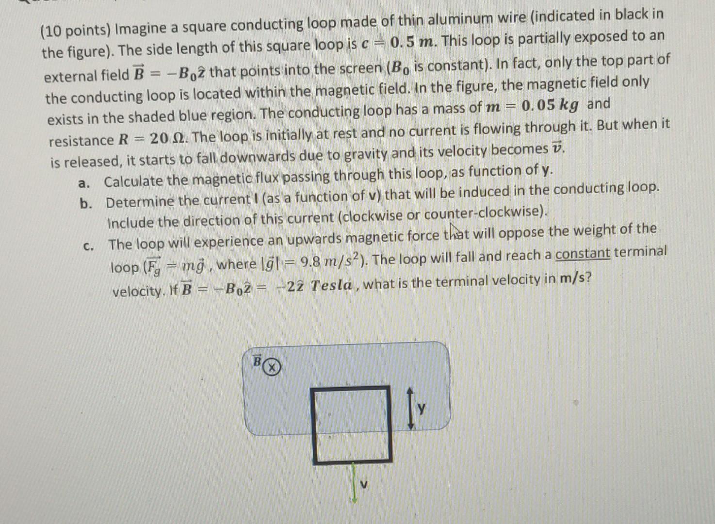 Solved (10 points) Imagine a square conducting loop made of | Chegg.com