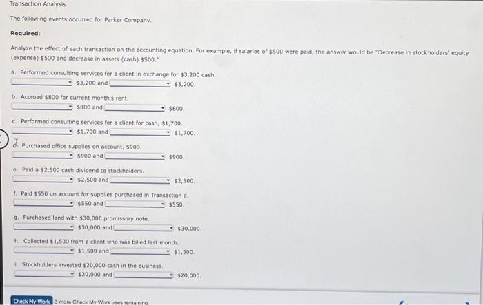 Solved Transaction Analysis The following events occurred | Chegg.com