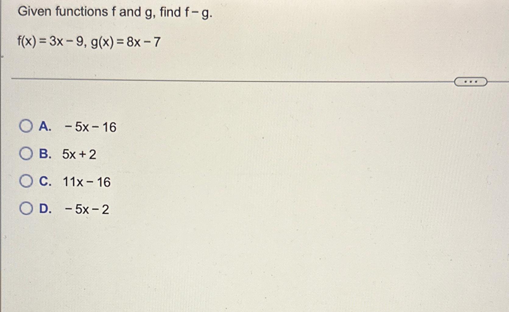 Solved Given functions f ﻿and g, ﻿find | Chegg.com