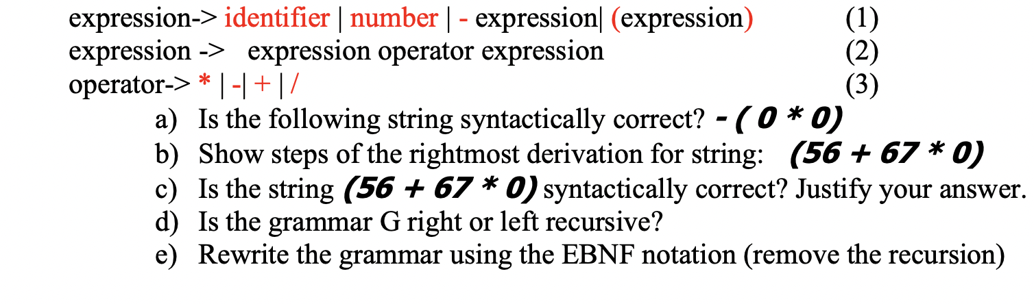Solved expression-> ﻿identifier | ﻿number | - | Chegg.com