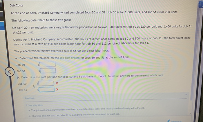 Solved Job Costs At the end of April, Prichard Company had | Chegg.com