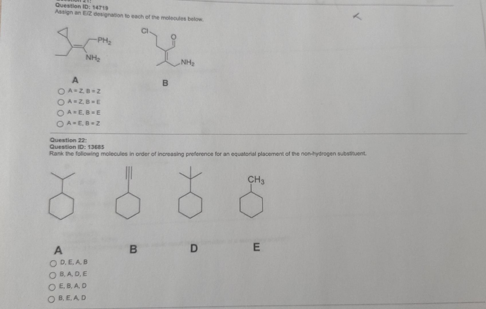 Solved Question ID: 14719 Assign an E/Z designation to each | Chegg.com