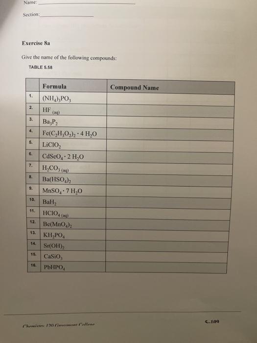 Solved Exercise 6b Give the formulas of the following | Chegg.com