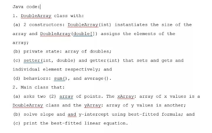 Solved Java Code 1 Doublearray Class With A 2 