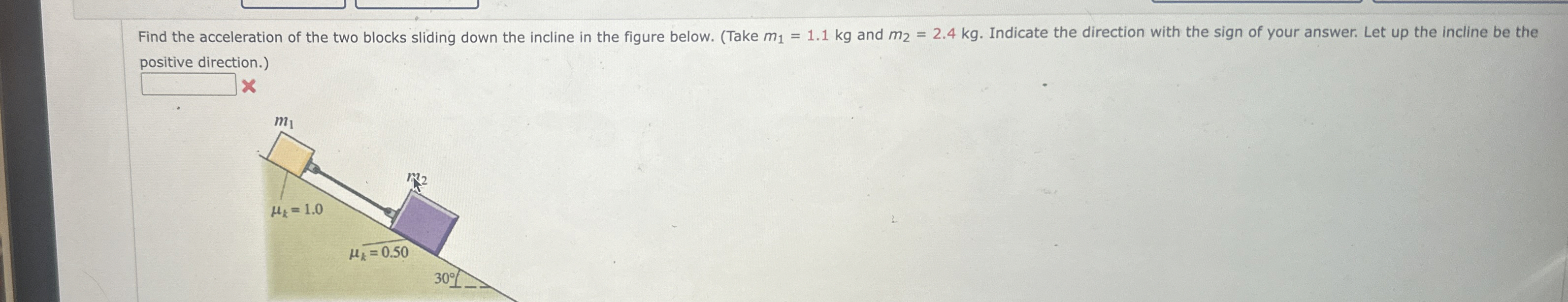 Solved Find the acceleration of the two blocks sliding down | Chegg.com