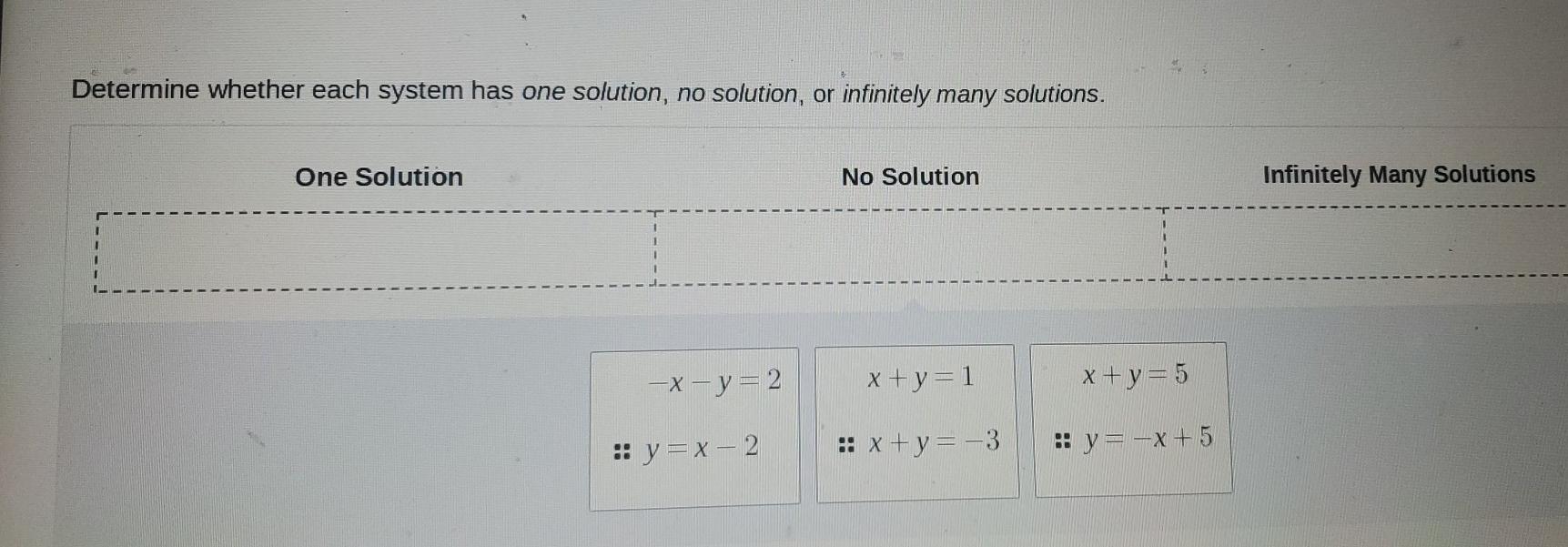 Solved Determine whether each system has one solution, no | Chegg.com