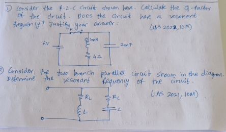 Solved (1) ﻿Consider the R.L.C circuit shown here. Calculate | Chegg.com