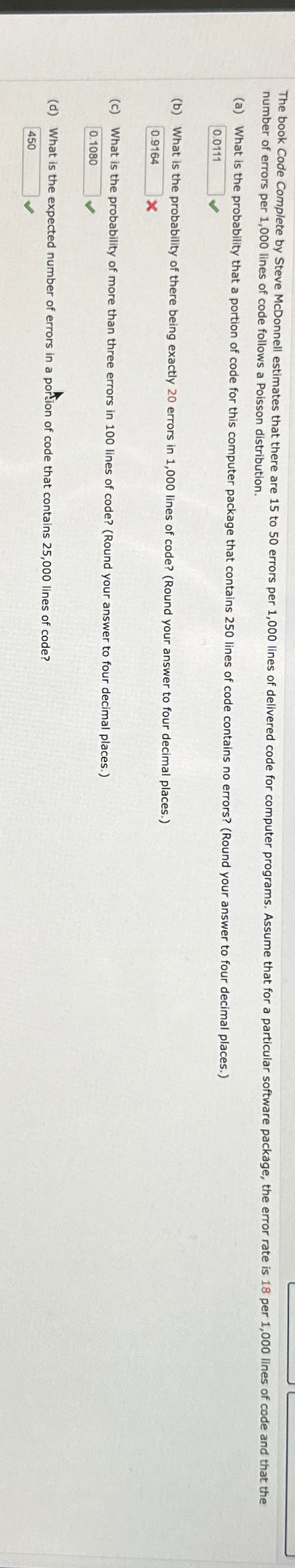 number of errors per 1,000 ﻿lines of code follows a | Chegg.com