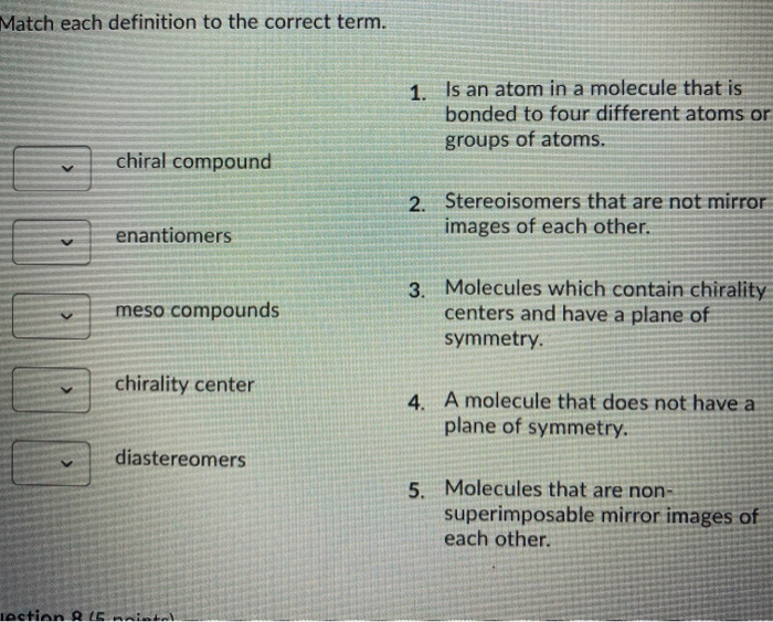 Solved Match each definition to the correct term. 1. Is an | Chegg.com