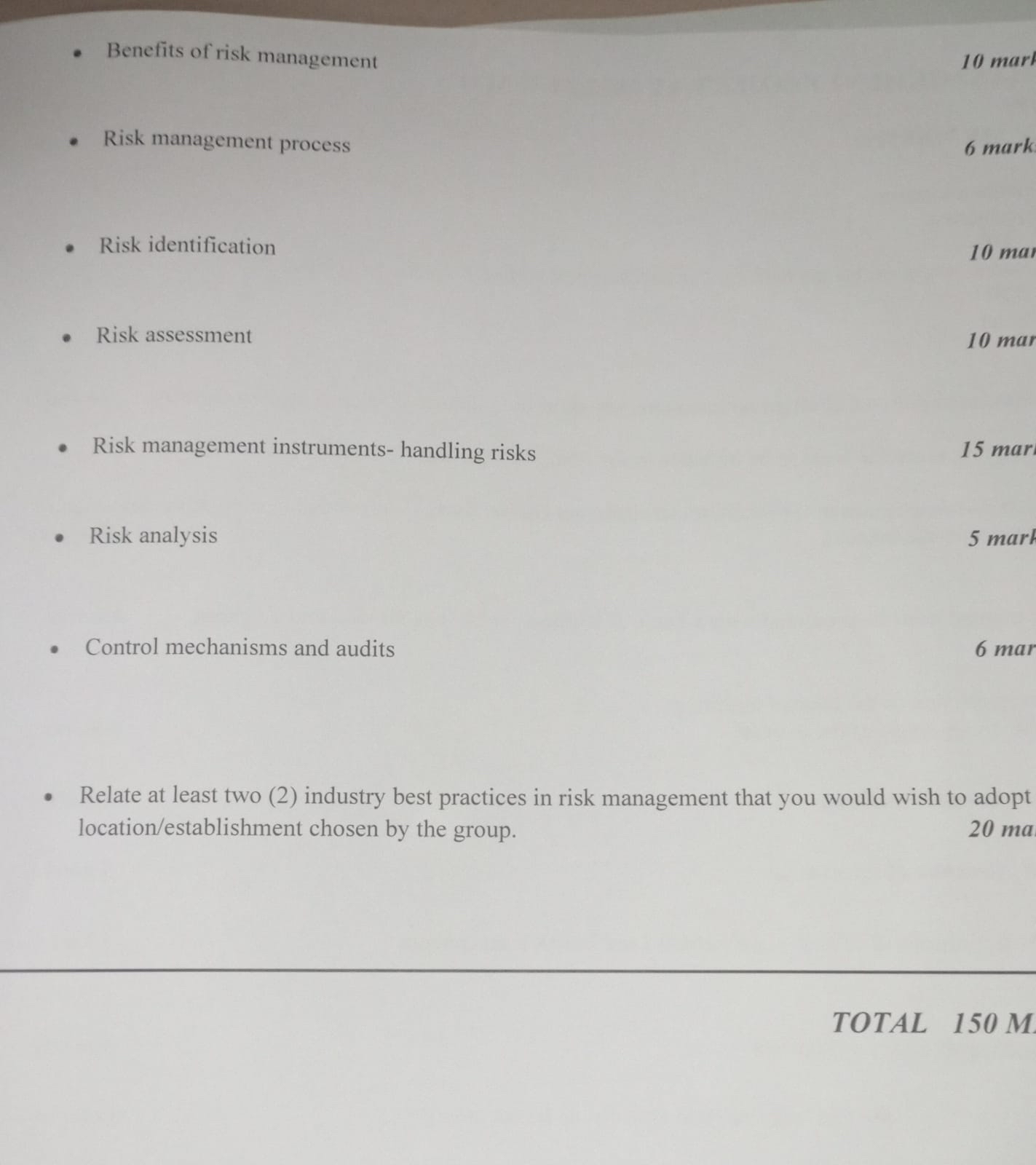 Solved Benefits of risk management10 ﻿marRisk management | Chegg.com