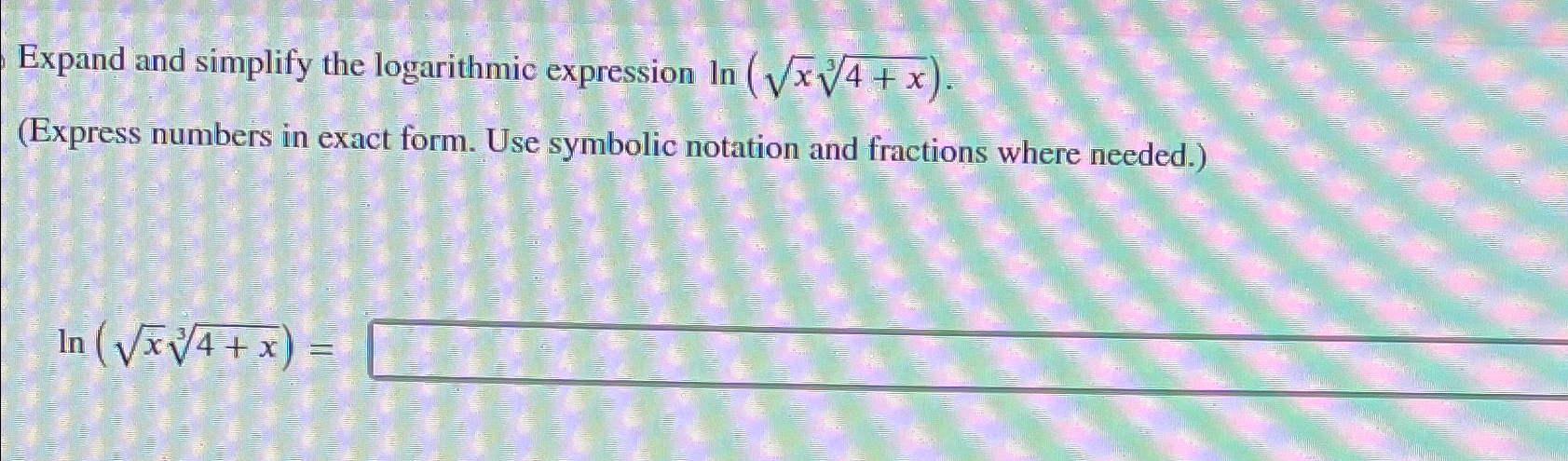 Solved Expand and simplify the logarithmic expression | Chegg.com