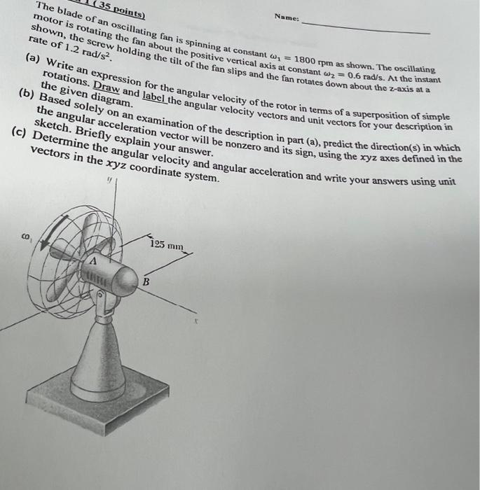 Solved motor is rotating the fan about is spinning at | Chegg.com