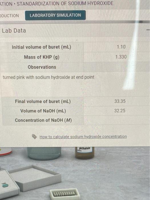 Solved ATION. STANDARDIZATION OF SODIUM HYDROXIDE DUCTION | Chegg.com