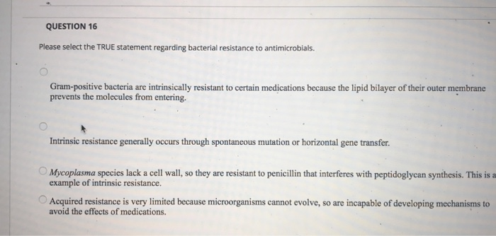 Solved QUESTION 16 Please select the TRUE statement | Chegg.com