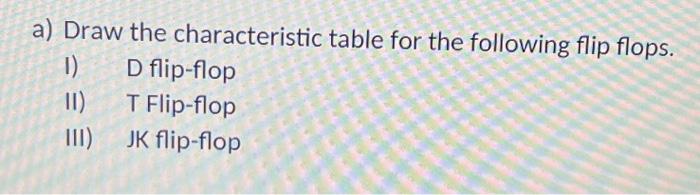 Solved a) Draw the characteristic table for the following | Chegg.com