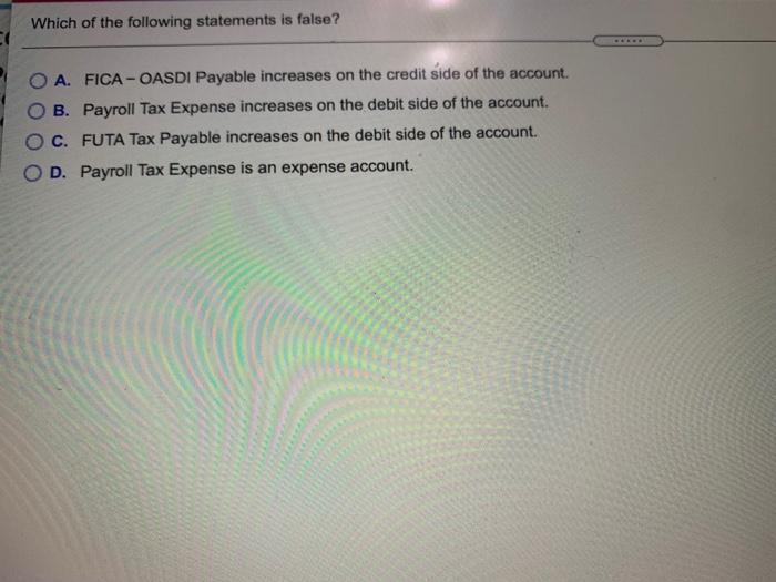 Solved What Type Of Account Is Payroll Tax Expense O A Chegg